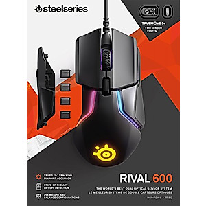 SteelSeries Rival 600 - Gaming Mouse - 12,000 CPI TrueMove3+ Dual Optical Sensor - 0.05 Lift-Off Distance - Weight System