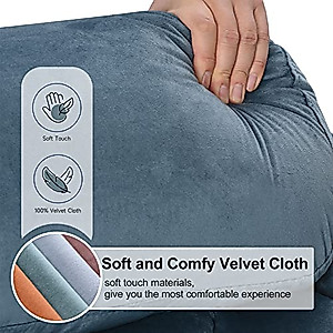 QKFF Power Lift Chair Recliners for Elderly, Modern Adult Power Lift Recliner, Velvet Upholstery Electric Lift Chair Recliner with Side Pocket for Living Room (Blue)