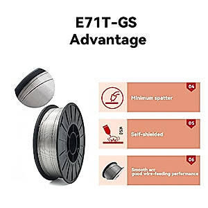 Fox Alloy E71T-GS 0.030'' 10LB Flux Core Gasless Mig Wire Spool Welding Wire Mild Steel Filler Meta (0.030'')