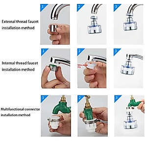Faucet Filter, 360°Rotating Bathroom Sink Filter, Purifier Kitchen Faucet Filter to Remove Chlorofluoride Heavy Metal Hard Water, Kitchen Bathroom Universal Sink Water Filter Faucet.