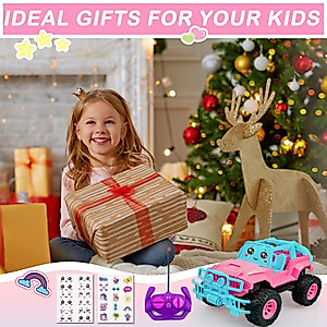 Remote Control Car for Kids Toddlers, Pink RC Cars with 2 Sets DIY Stickers, 1:20 Scale Remote Control Truck with LED Headlights, Easter Gifts for 3 4 5 6 7 8 Years Old Toddlers Girls Boys Kids