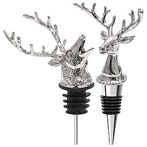 Coitak Deer Head Wine Pourer Spout, Wine Bottle Stopper for Home and bar, Animal Wine Pourer and Stopper With Silicone Rubber Fitting