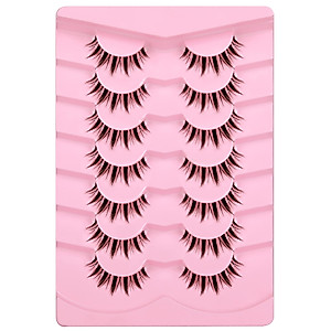 Manga Lashes Natural Look Faux Mink Lashes Soft Wispy Tapered End Reusable 7 Pairs False Eyelashes Pack by ALICE