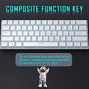 CMUNBBB 60 Percent Mechanical Gaming Keyboard, White Gaming Keyboard with Red