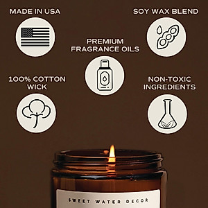Sweet Water Decor Cozy Season Soy Candle | Woods, Warm Spice, and Citrus Scented Candles for Home | 9oz Amber Jar + Black Lid, 40+ Hour Burn Time, Made in the USA | Fall and Holiday Candles for Home