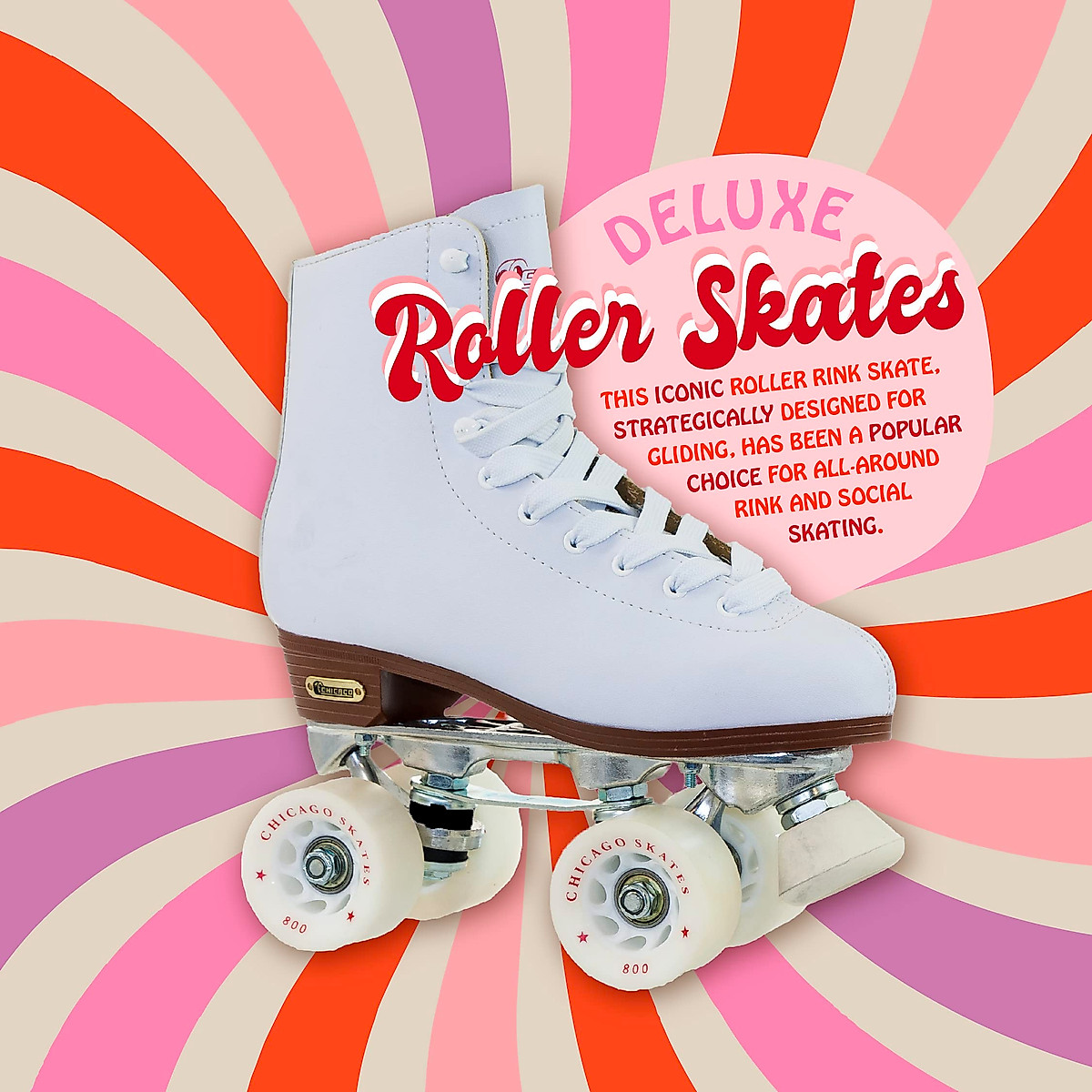 Chicago Skates Deluxe Leather Lined Rink Skate Ladies and Girls 5