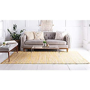 Rugs.com Chindi Cotton Collection Rug – 8' x 10' Yellow Flatweave Rug Perfect for Living Rooms, Large Dining Rooms, Open Floorplans