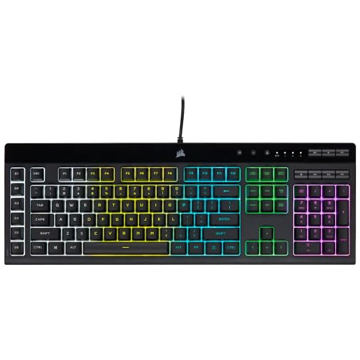 Corsair K55 PRO LITE RGB Wired Membrane Gaming Keyboard (5-Zone Dynamic RGB Backlighting, Six Macro Keys with Stream Deck Integration, IP42 Dust and Spill Resistant, Dedicated Media Keys) Black