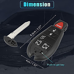 X AUTOHAUX Replacement Keyless Entry Remote Car Key Fob M3N5WY783X 433Mhz for Dodge Grand Caravan for Chrysler Town and Country 6 Buttons with Door Key