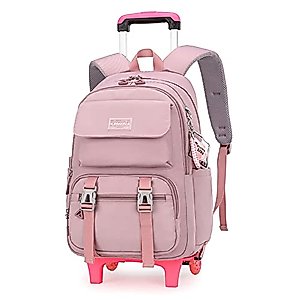 MITOWERMI Kids Rolling Backpack for Girls Trolley Bags for Elementary Middle School Backpack with Wheels Rolling Bookbag for Boys