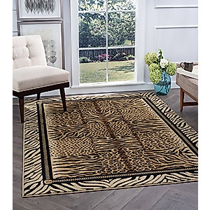 Savannah Contemporary Animal Beige Rectangle Area Rug, 8' x 10'