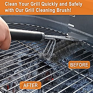 POLIGO Safe Grill Brush and Scraper with Deluxe Handle - 18" Grill Cleaner Brush Stainless Steel Bristle Grill Brush for Outdoor Grill Wizard Grate - BBQ Brush for Grill Cleaning Ideal Grilling Gifts