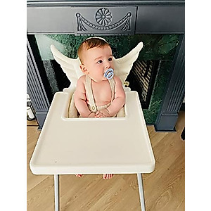 Pamuk Atölyesi High Chair Cushion, Angel Wings,100% Soft Cotton, Breathable, Comfortable,Double-Faced,Stainproof and Washable (White)