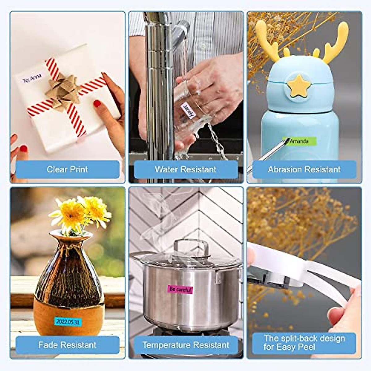 Absonic 6-Pack Label Maker Tape Compatible for Brother P Touch Label Tape Tze 12mm 0.47 Laminated Tape Tz 1/2" Colored Label for PTouch PT-D220 PT-D210 PT-H110 PT-D400 PT-1880 PT-D610BT PT-D600