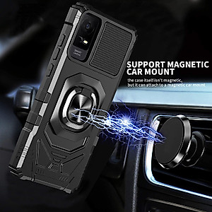 for TCL ION X/ION V Case, with Tempered Glass Screen Protector Heavy Duty Protection Technology Built-in Kickstand Rugged Shockproof Protective Phone Case for TCL ION X/ION V 6.0", (Black)