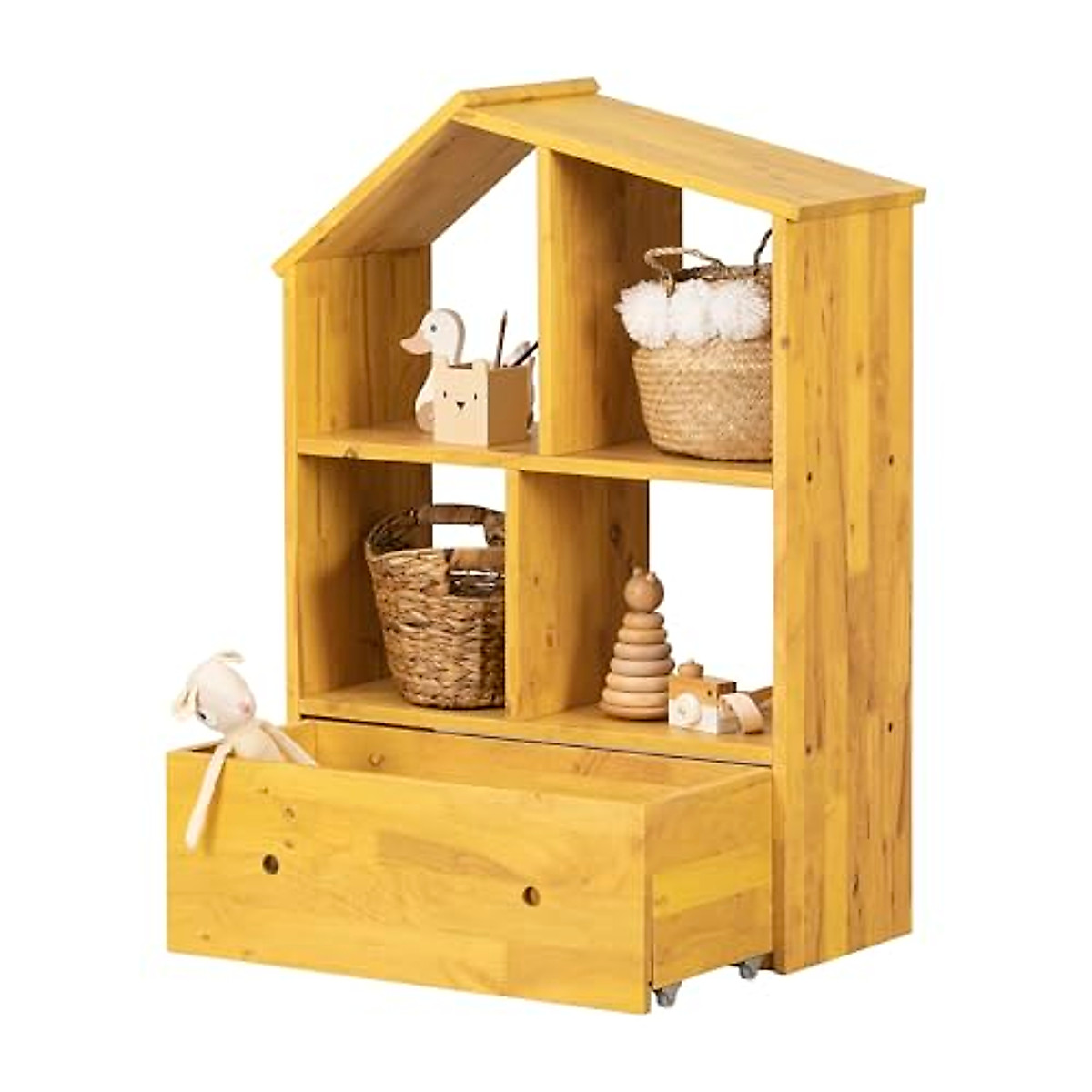 South Shore Sweedi Bookcase with Storage Bin, Yellow