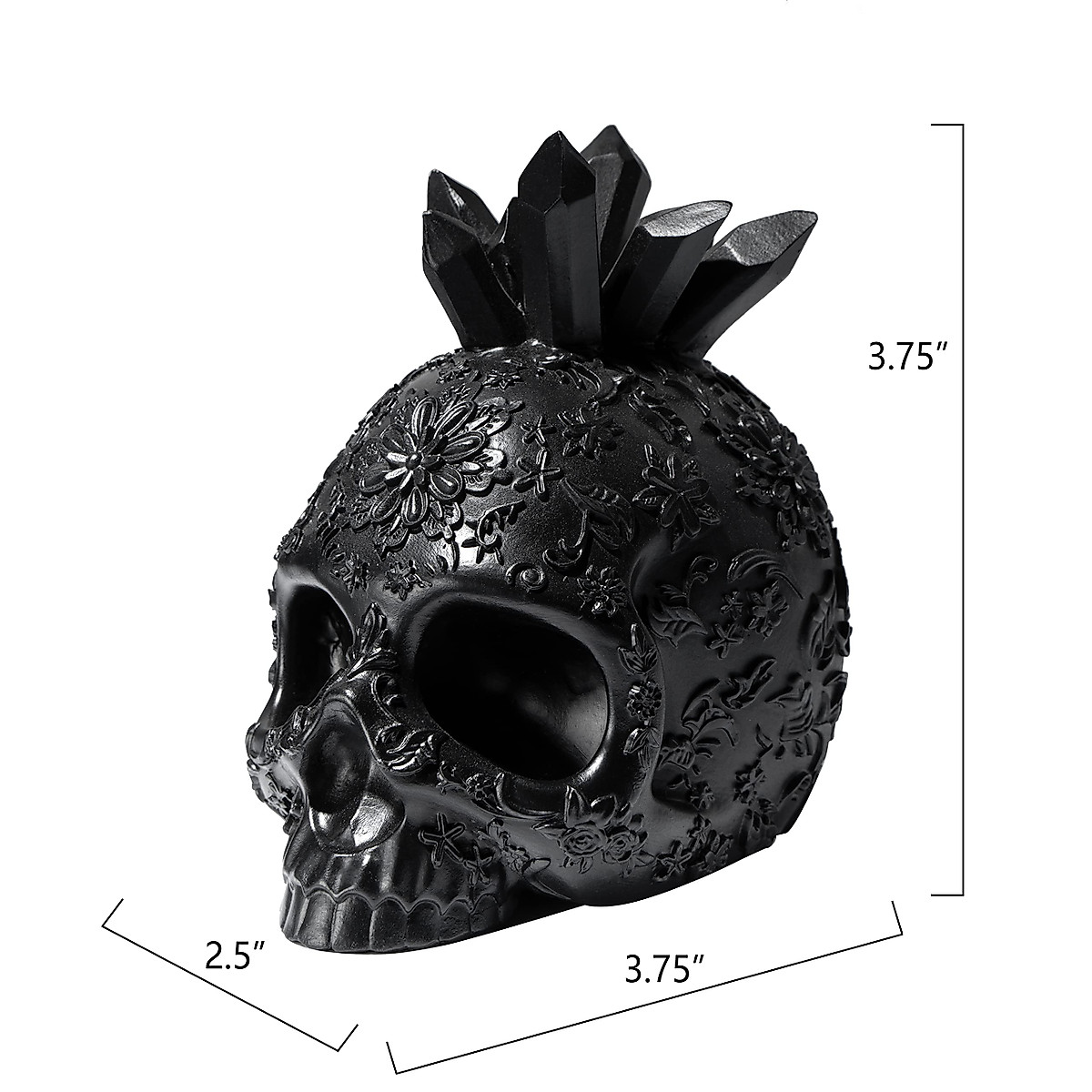 Skull﻿ Crystals Ring Holder, 3.75" H For & Year Round - Skull Decor, Goth Ring Organizer, ﻿Storage Display, Skeleton Jewelry Holder Trinket Rings Tray - Gothic & Emo Decor - Spooky Oddity