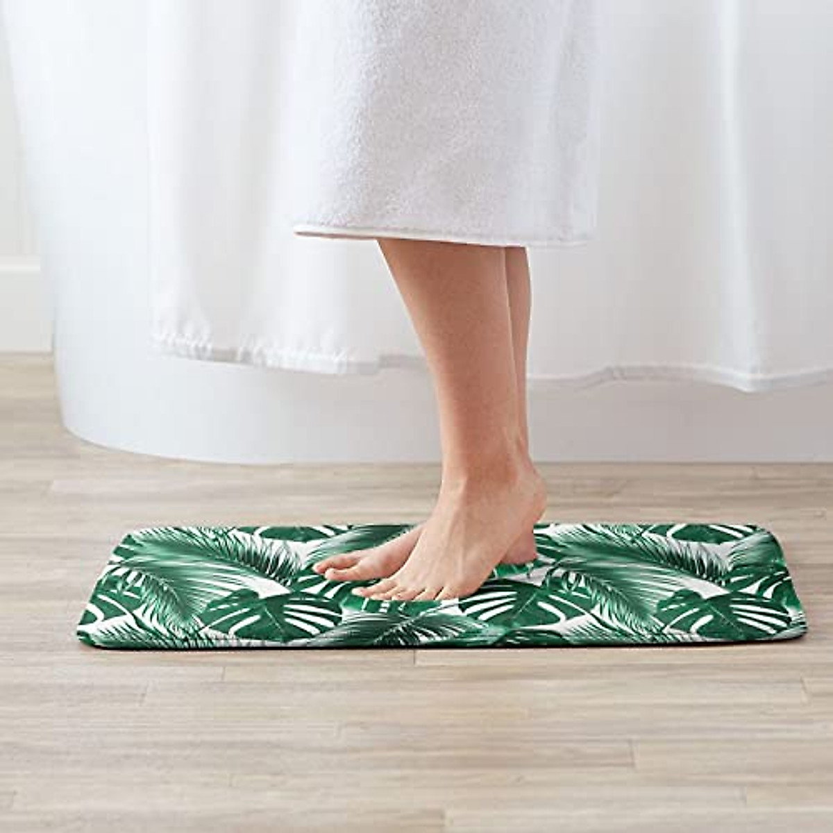 Bathroom Rugs Tropical Palm Leaves,Bath Mat Set Soft Anti-Slip Shower Bathroom Toilet Cover Rugs