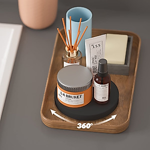 VOLCANOES CLUB Lazy Susan Turntable Organizer - 4 Inch Heavy Duty Rotating Swivel Stand with Steel Ball Bearings for Cake, Kitchen Cabinets, Monitor, TV, Painting, Display (20lb Capacity/Black)