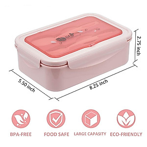 LOVINA Bento Boxes for Adults - 1100 ML Bento Lunch Box For Kids Childrens With Spoon & Fork - Durable for On-the-Go Meal, BPA-Free and Food-Safe Materials