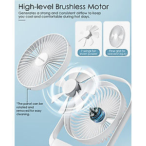 AceMining Fan, Silent Fans & Cooling, Rechargeable Fans, Desk Fan with 4 Speed, USB Fan with Night Light, 330° Rotation Electric Fan, Small Table Fan for Bedroom Office Bedside