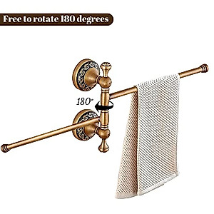 Leyden Swivel Towel Bar,Brass Towel Rack 2 Arm Bathroom Swing Hanger Holder Antique Wall Mounted Storage Organizer Space Saving Active