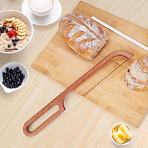 YAPULLYA Bow Bread Knife for Homemade Bread, 15.8" Wooden Sourdough Bread Knife Slicer, Bread Saw Cutter Serrated Easy to Cutting Kitchen Gift