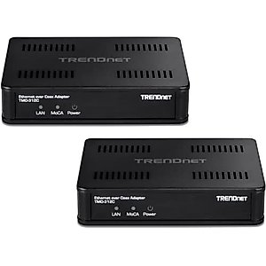 TRENDnet Ethernet Over Coax MoCa 2.5 Adapter (2-Pack), TMO-312C2K, Backward Compatible with MoCA 2.0/1.1/1.0, RJ-45 Gigabit LAN Port, Supports Net Throughput up to 1Gbps, Support up to 16 Nodes, Black