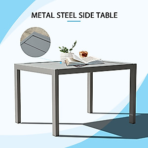 Domi Pool Lounge Chairs Set of 3, Adjustable Aluminum Outdoor Chaise Lounge Chairs with Metal Side Table, All Weather for Deck Lawn Poolside Backyard -Navy Blue Textilene