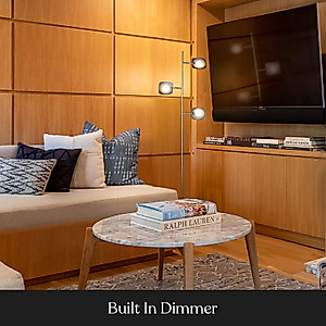 Brightech Tree Floor Lamp for Living Rooms & Offices, Dimmable Standing Lamp for Bedroom Reading, LED Spotlight Floor Lamp, Tall Lamp with Adjustable Panels for Minimal Space Use - Satin Nickel