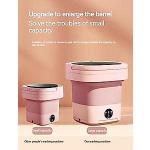 11L/370oz Powerful Portable Washing Machine, Foldable Mini Washer for Baby Clothes,Underwear, Small Items,3 Modes - Apartment,Dorm,Camping,Travel (Pink-A)