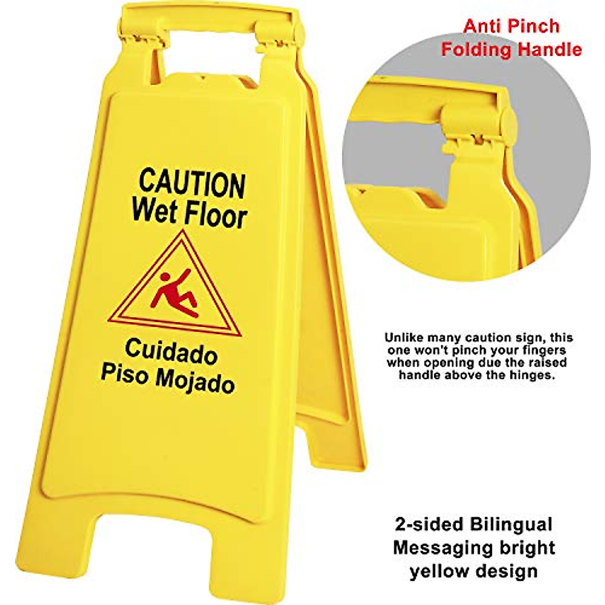 Galashield Wet Floor Sign 3 Pack 2-Sided Safety Yellow Warning Signs Commercial 26" Caution Wet Floor Signs