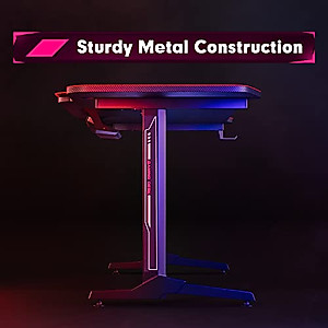 Homall Gaming Desk 55 Inch Computer Desk Racing Style Office Table Gamer Pc Workstation T Shaped Game Station with Free Mouse Pad, Cup Holder and Headphone Hook (55 Inch, Black)