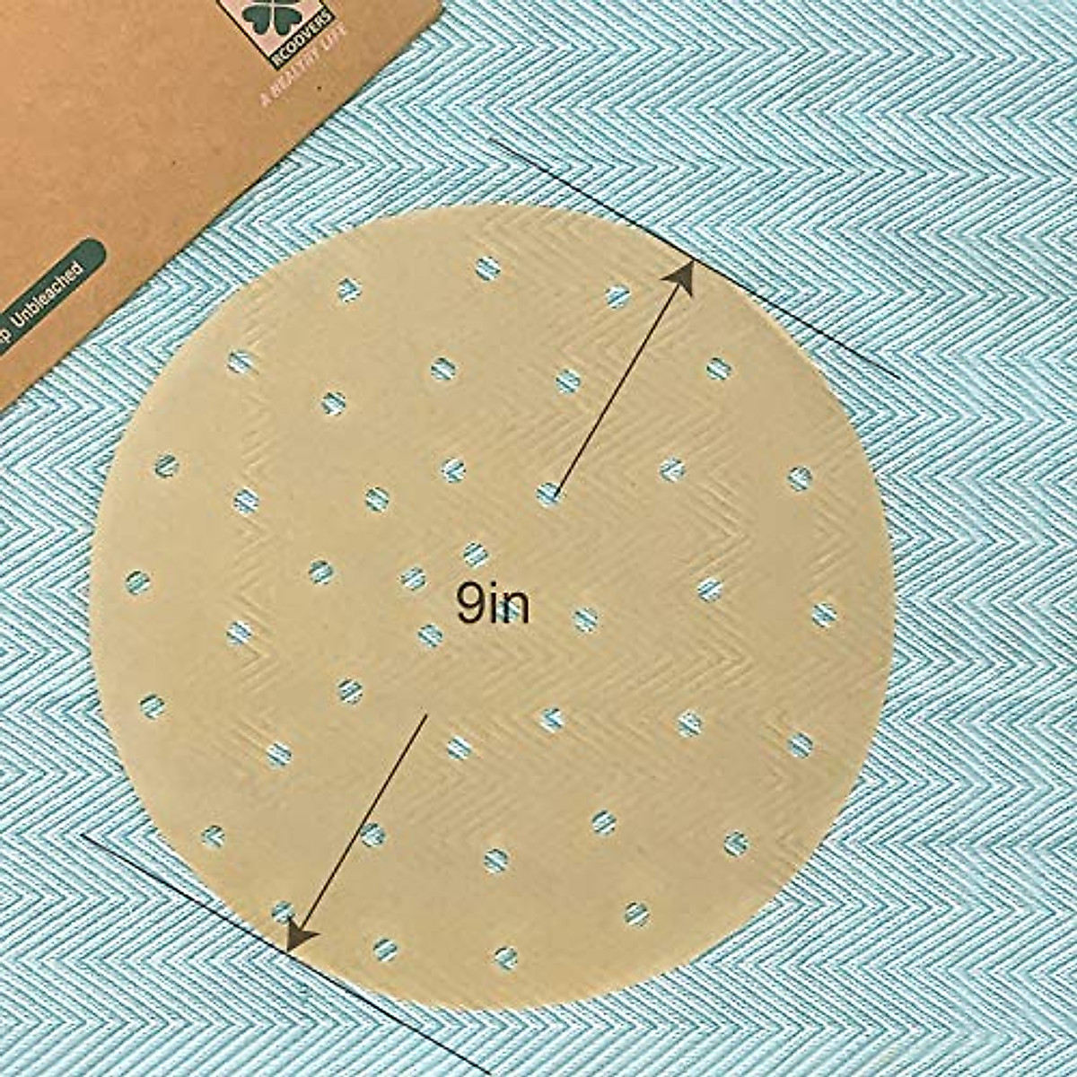Air Fryer Parchment Paper for Baking Bamboo Steamer Liners 9 Inch 100Pcs Unbleached Circular Perforated Parchment Paper Non-stick Steamer Mat for Baking/Steaming/Cooking with Silicone Paper