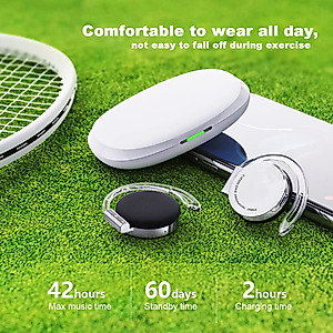 Open Ear Clip Headphones Bluetooth V5.3, Clip on Earphones Wireless with Earhooks On-Ear, Sports Headset Bluetooth with 4 Microphones, Noising Cancelling/Long Battery Life/with Charging Case (White)