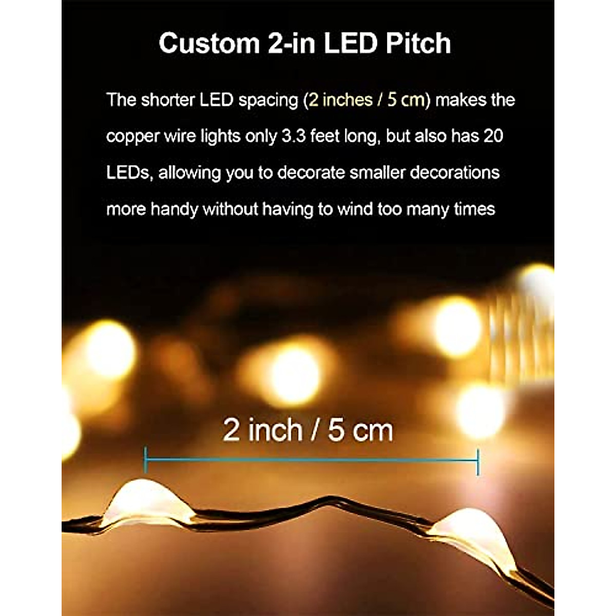 20 Pack Fairy Lights Battery Operated 3.3ft 20 LED Mini String Lights Twinkle Lights Copper Wire Firefly Starry Lights for Mason Jars Wedding Party Christmas Centerpiece Table Decorations, Warm White