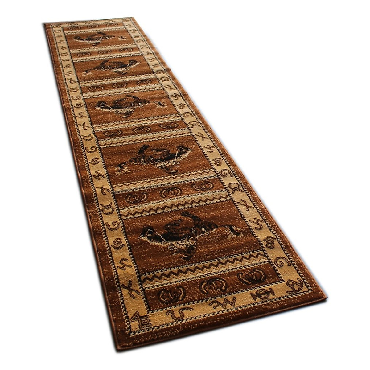 Western Area Rug Design 370 Lodge Brown (2 Feet 4 Inch X 10 Feet 9 Inch) Runner