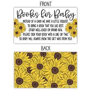 50 Sunflower Books for Baby Shower Request Cards - Invitation Inserts