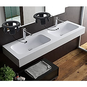 4 Pack Bathroom Basin Sink Round Hole Trim Overflow Cover Rings Hole Insert in Cap Hollow Ring Triangle for Hole Diameter Replacement Ceramic Pots for Home,Sink,Bathroom,Kitchen (black)