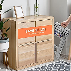 ACKO Folding Step Stool 16 Inch Stool 400 LB Weight Capacity Plastic Foldable Step Stools for Adults and Kids, Folding Stool Suitable for Kitchen, Stepping Stool with Handle Grey Step Stool 1PC