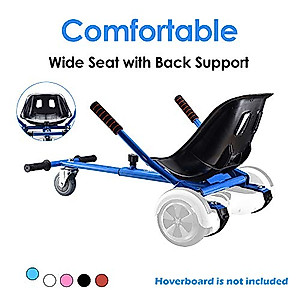Hoverboard Seat Attachment Go Kart Accessories Conversion Kit, Transforming Self Balancing Scooter into Go-Kart, Adjustable Frame, Fits Kids to Adults, Compatible for 6.5'' 8'' 10'', Blue
