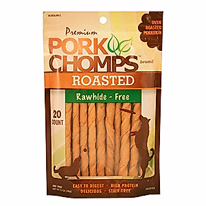 Pork Chomps Roasted Pork Skin Dog Chews, 5-inch Mini Twists, 20 Count