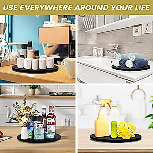 Lazy Susan Kitchen Cabinet Organizer - 12" Bamboo Lazy Susan Turntable for Cabinet Pantry Table or Countertop Organization and Storage, Black