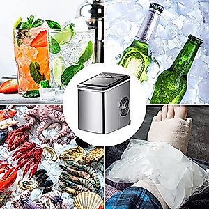 WATOOR Portable Ice Maker Machine for Countertop, 26 lbs Bullet Ice Cube in 24H, 9 Ice Cubes Ready in 6-9 Minutes,2.2L Ice Maker Machine with Ice Scoop and Basket Silver