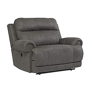 Signature Design by Ashley Clonmel Microfiber Extra Wide Manual Reclining Loveseat, Gray