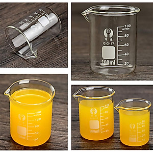 ZEEROQOLAB Lab Glassware Set, Beaker Glass Cylinder Pipettes Set, 5pcs Thick Glass Graduated Beaker, 4pcs Glass Measuring Cylinder with 4pcs Glass Stirring Rod and 2pcs Cleaning Brush