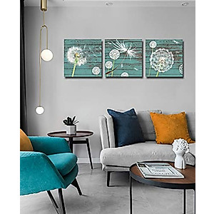 Office Wall Decor Wall Art for Bedroom Dandelion Picture Wall Art Green Driftwood Bathroom Decor Wall Art Modern Canvas Prints Artwork Living Room Kitchen Decor 12x12inch 3 pieces Easy to Hang