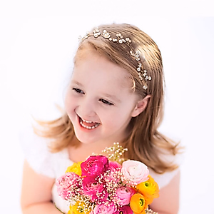 Tanfeine Flower Girl Headpiece,Flower Girl Headband Wedding Headpiece for Bride Flower Girl Crown Princess Crown First Communion Headpiece for Girls