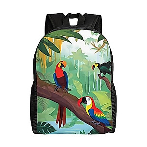 RLDOBOFE Macaw and Toucan of Rainforests Backpack For Women Men Travel Laptop Backpack Rucksack Casual Daypack Lightweight Travel Bag
