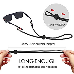 FYY Eye Glasses String Strap & Face Mask Lanyard Universal Sport Sunglasses Strap for Men Women, Anti-slip Eyeglasses Strap, Adjustable Eyewear Retainers Cord Chains Lanyards, Set of 6 Pack - Black